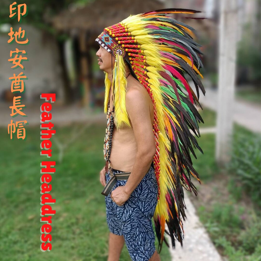 Native American Indian Hat Feather Headdress Warbonnet Chief Tribal ...