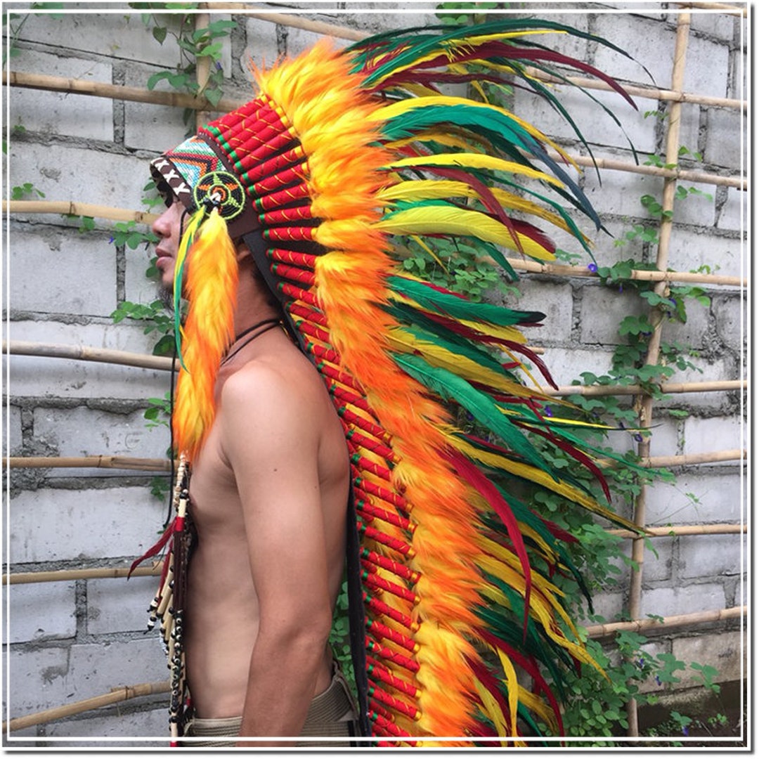 Native American Indian Hat Feather Headdress Warbonnet Chief Tribal ...