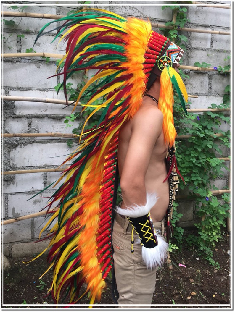 Native American Indian Hat Feather Headdress Warbonnet Chief Tribal ...