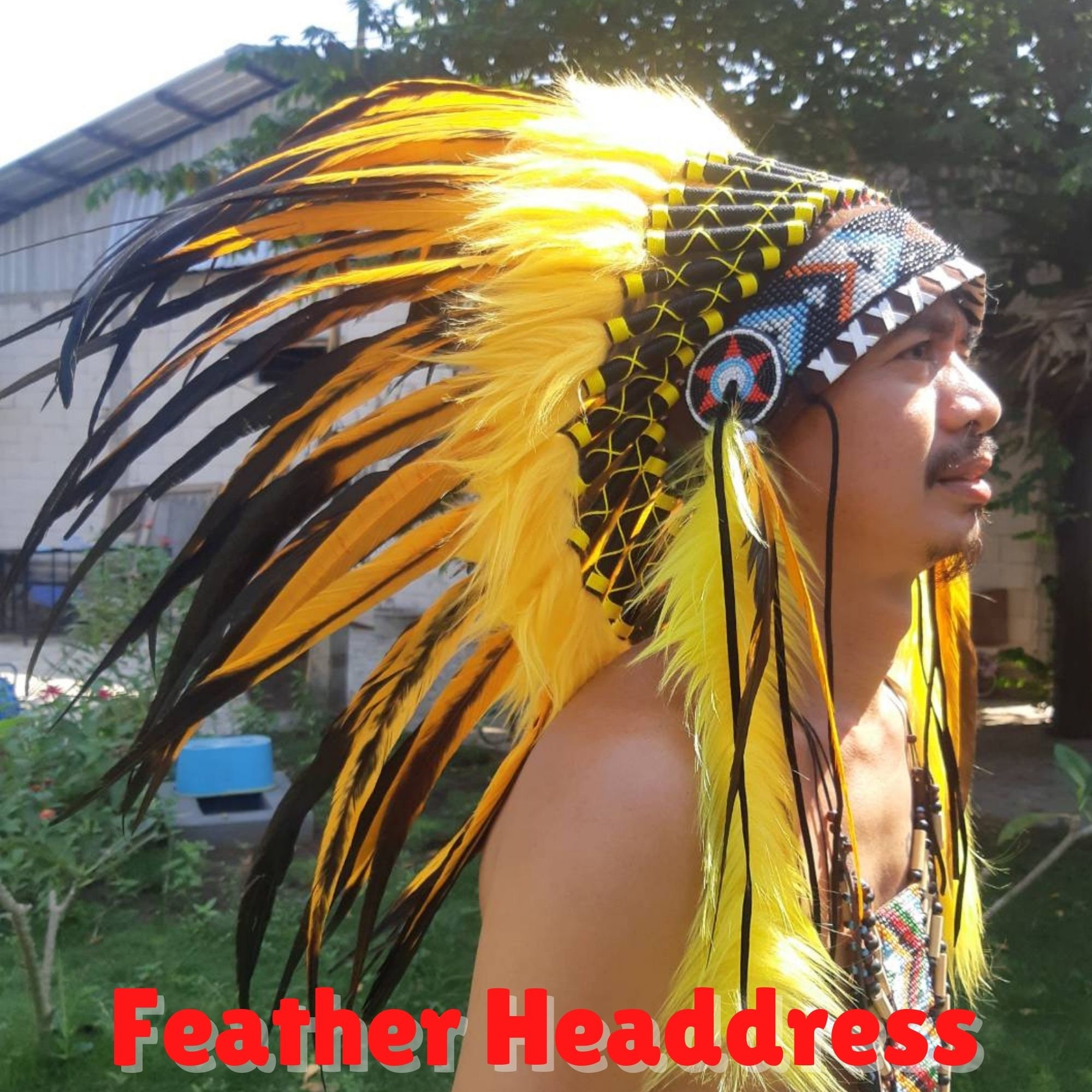 Native American Indian Hat Feather Headdress Warbonnet Chief Tribal ...