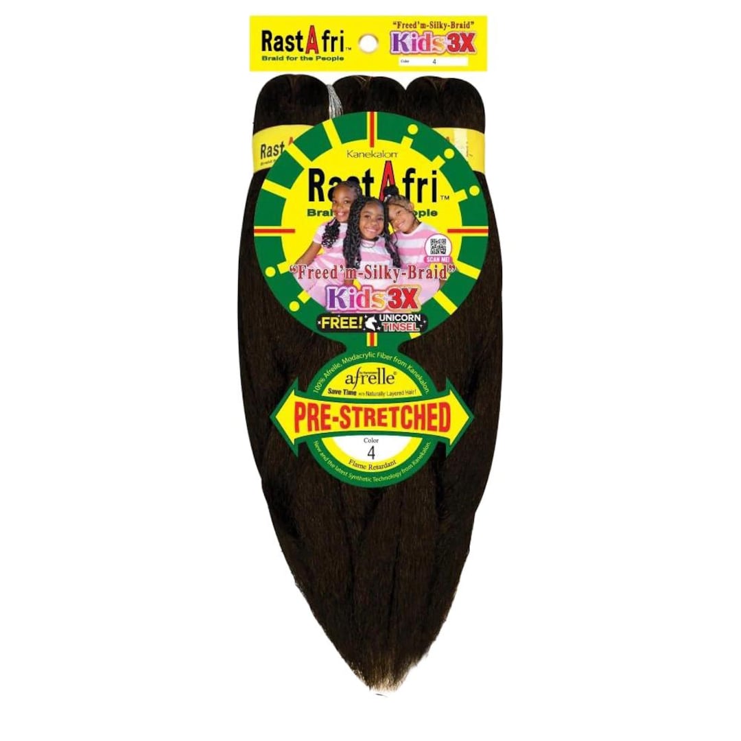 Rastafri Kids 3X Pre Stretched Braiding Hair 28" Inches Color #4 - Etsy