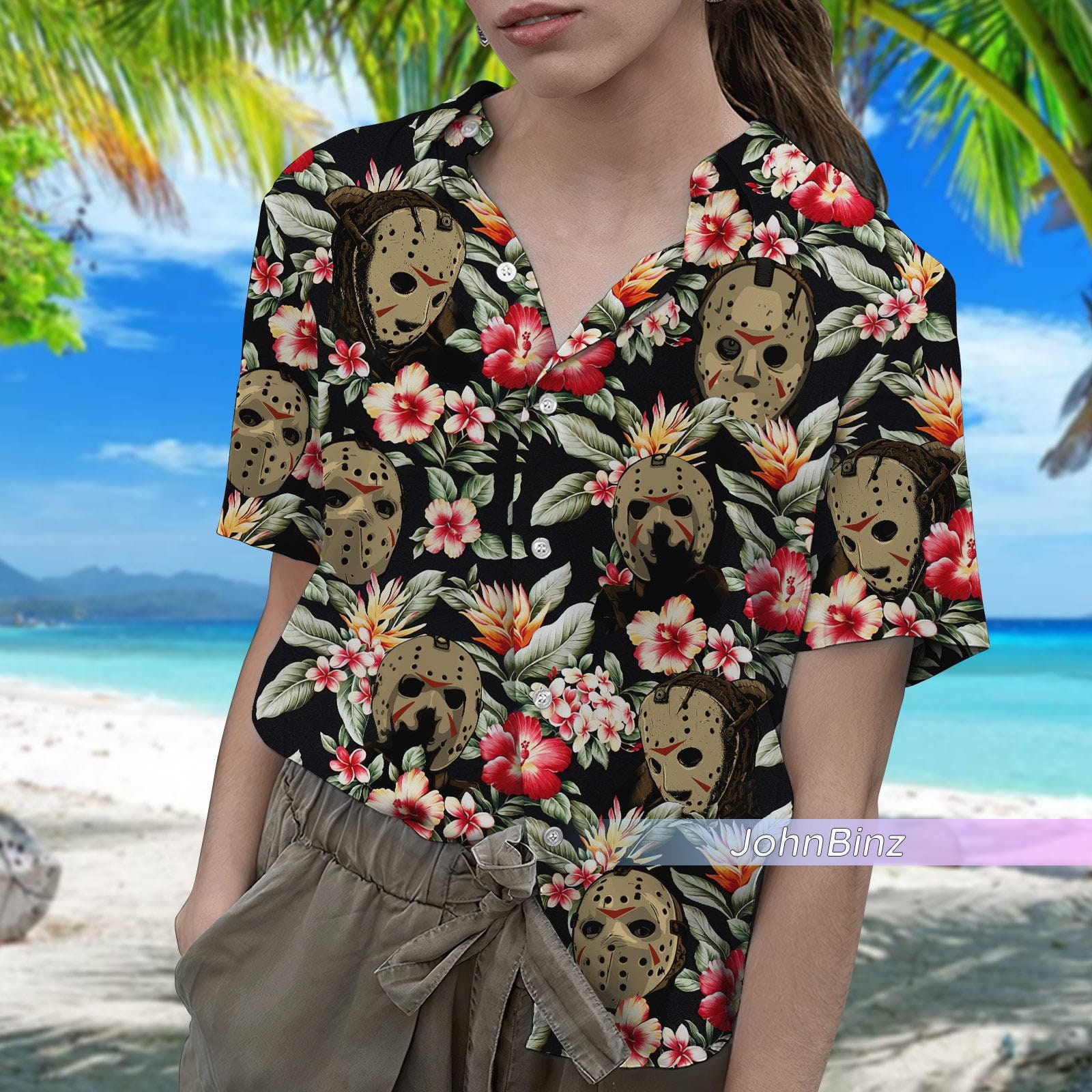 Halloween Jason Voorhees Shirt, Jason Voorhees Face Hawaiian Shirt ...