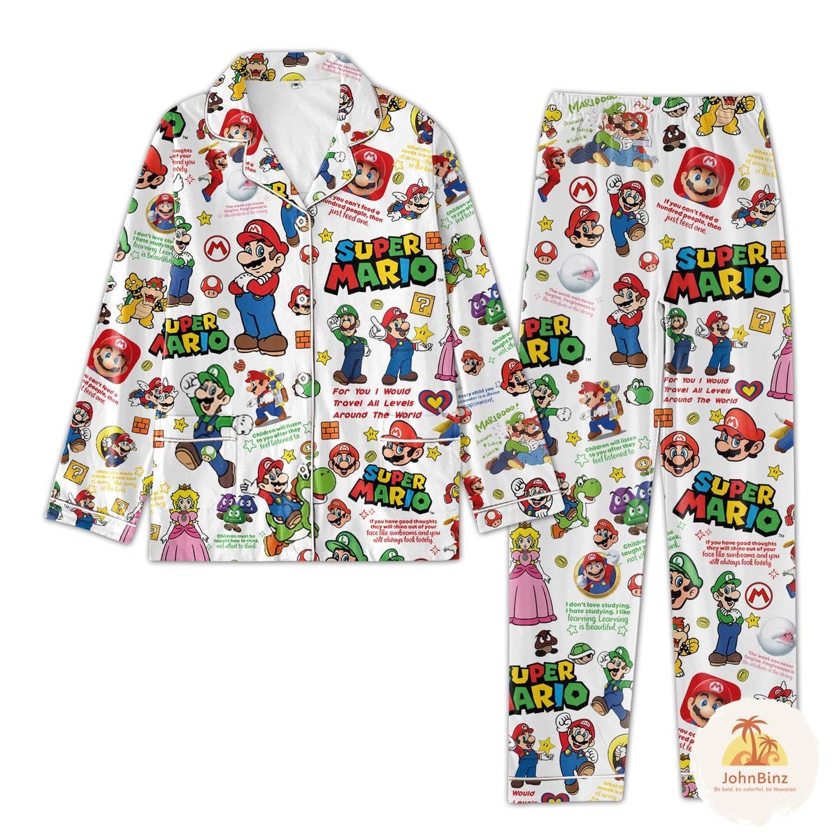Mario Pajamas Set, Super Mario Pajamas, Mario Pyjamas, Mario Night ...