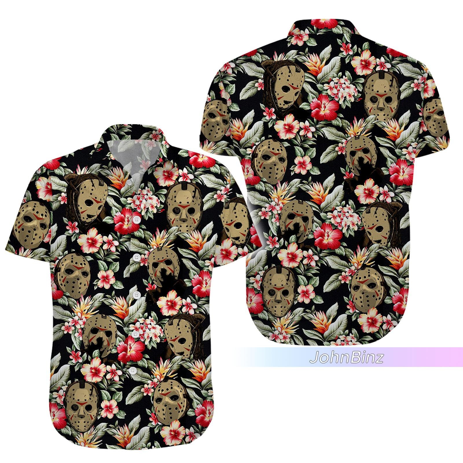 Halloween Jason Voorhees Shirt, Jason Voorhees Face Hawaiian Shirt ...