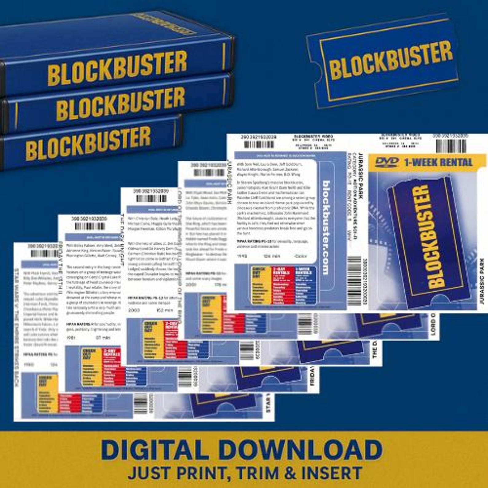 Retro Blockbuster Movie DVD Cover: Printable PNG Download - Etsy