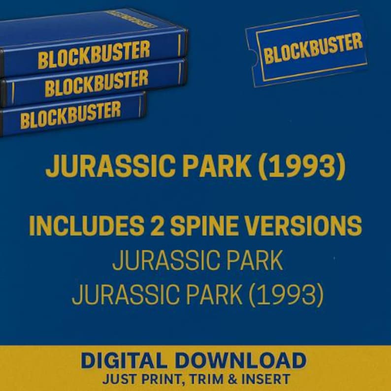 Jurassic Park (1993) | Printable Blockbuster DVD Cover | Instant ...