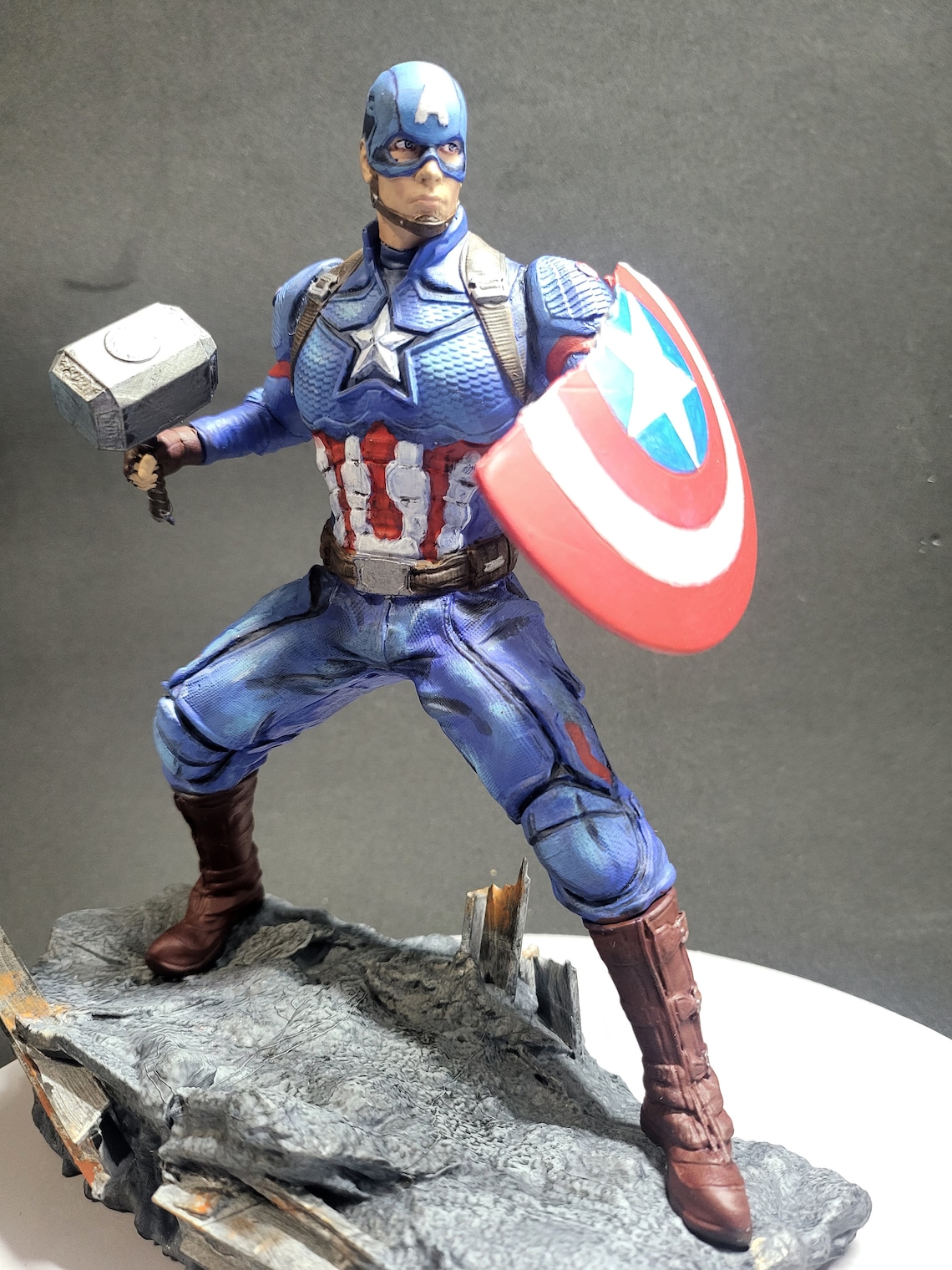 Captain America Wielding Mjolnir 3D Print STATUE/ Resin Print - Etsy