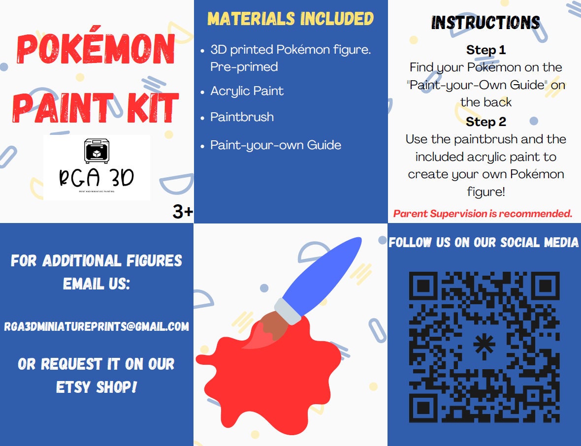 POKEMON PAINT KIT / Paint-your-own 3D Printed Pokemon - Etsy