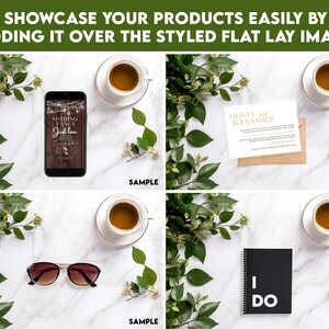 25 X Greenery Table Flat Lay Mockup Bundle Add Your Own Products ...