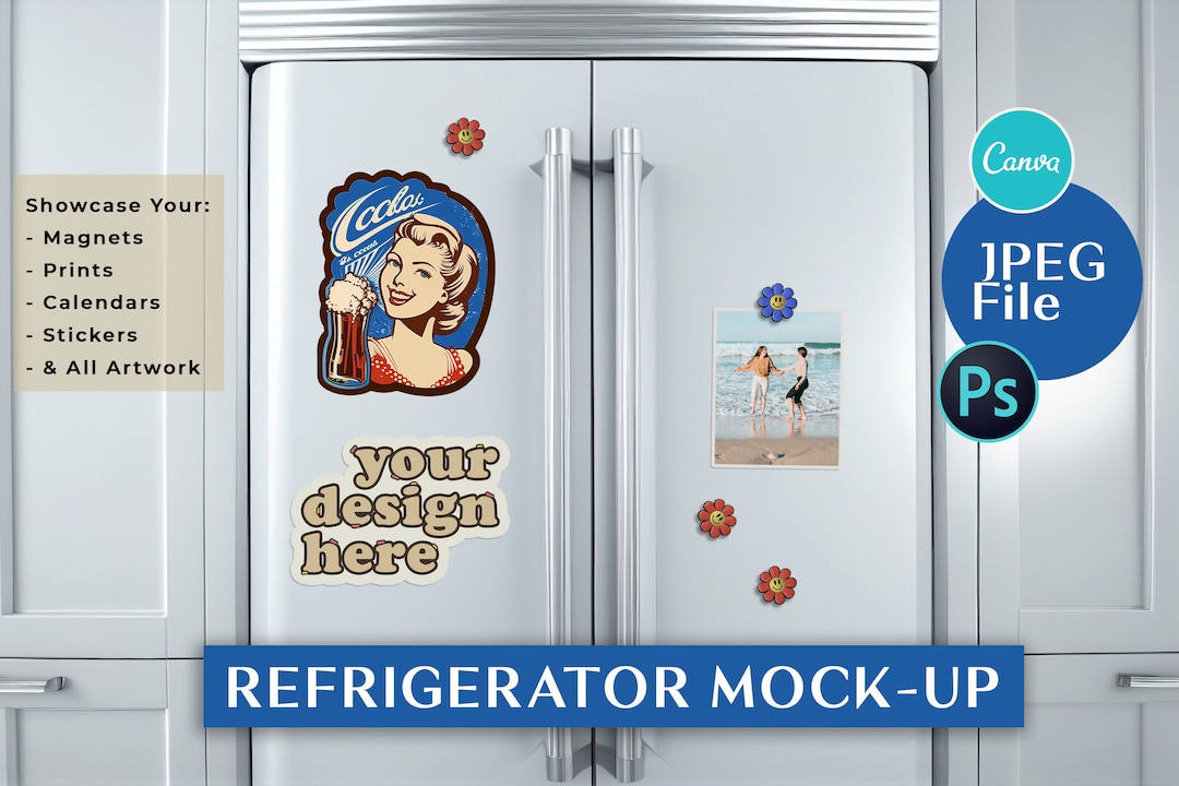 White Refrigerator Mock up for Magnets, Calendars, Stickers, Signs ...