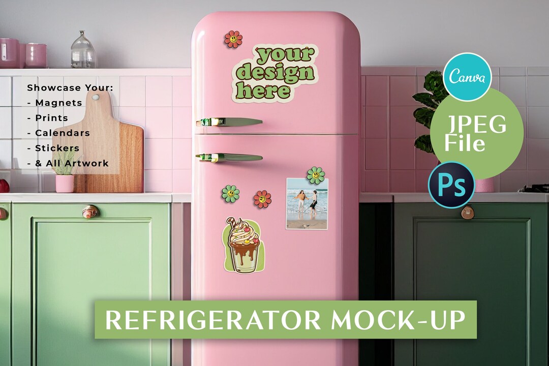 Pink Smeg Refrigerator Mock up for Magnets, Calendars, Stickers, Signs ...