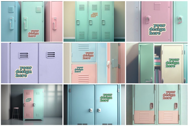 9 X Locker Mockup Bundle for Magnets Stickers Calendars - Etsy