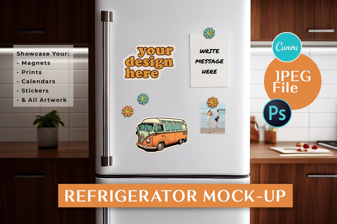 White Refrigerator Mock up for Magnets, Calendars, Stickers, Signs ...