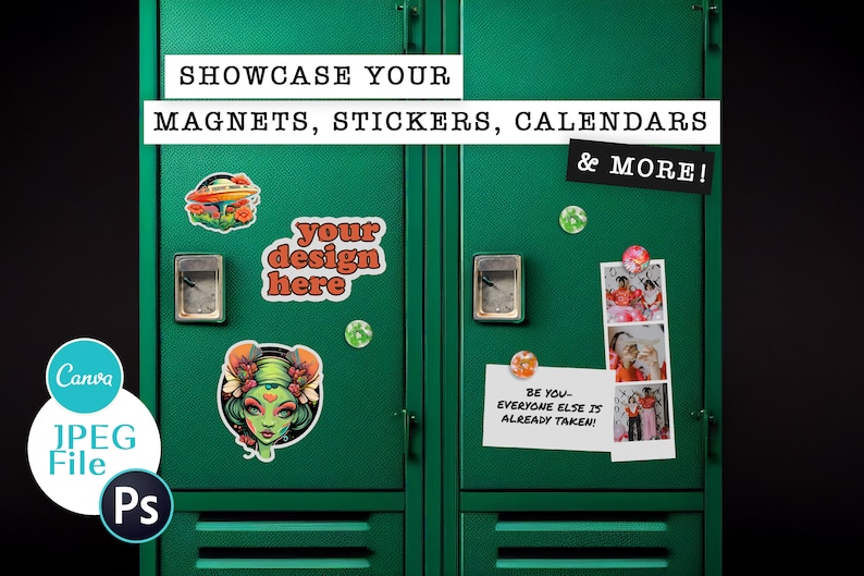 Locker Mockup | Magnet, Sticker, Calendar Display (JPEG Digital ...