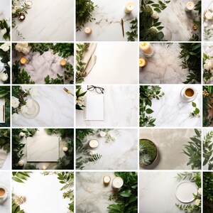 25 X Greenery Table Flat Lay Mockup Bundle Add Your Own Products ...