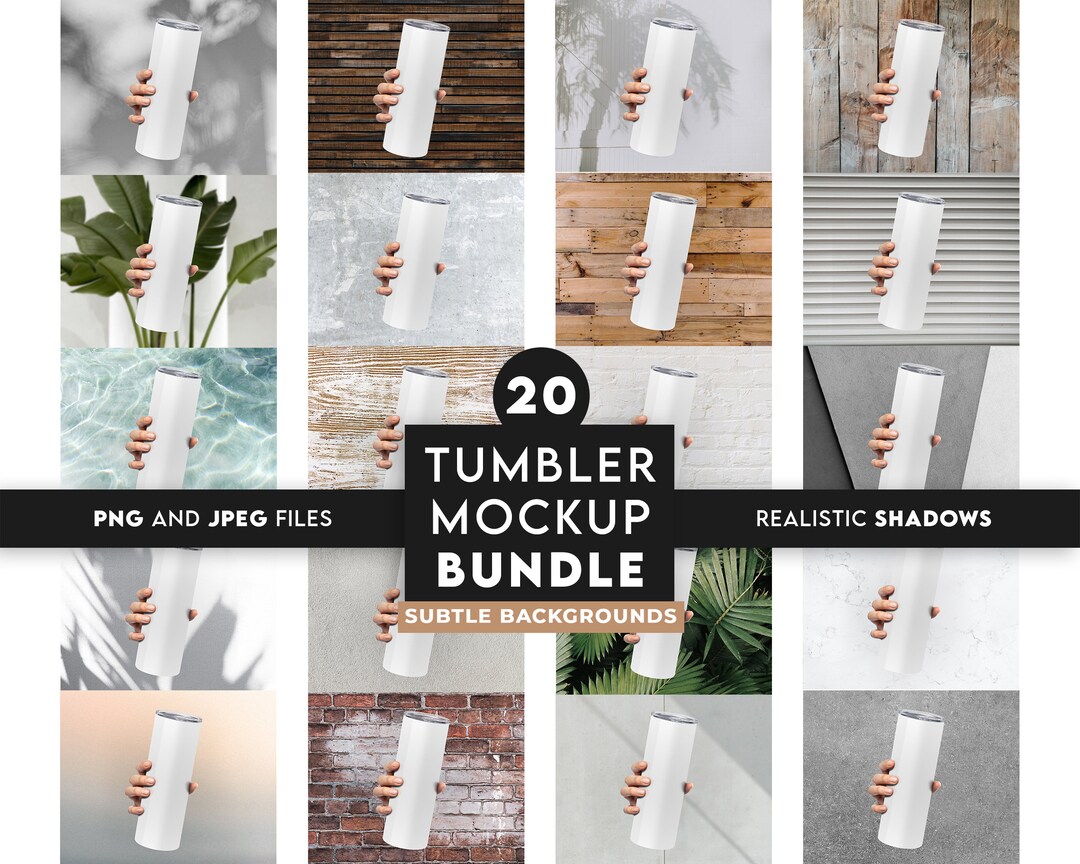 20 X Tumbler Mockup Bundle 20 Subtle Backgrounds - 20oz Skinny Tumbler ...