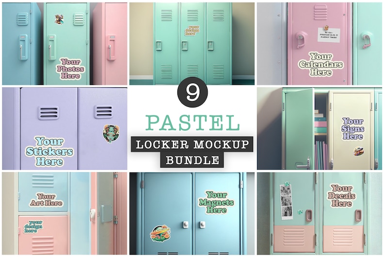 9 X Locker Mockup Bundle for Magnets Stickers Calendars - Etsy