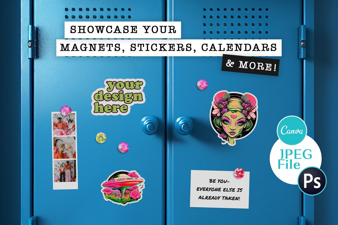 Blue Locker Mock up for Magnets, Stickers, Calendars, Signs, Photos ...