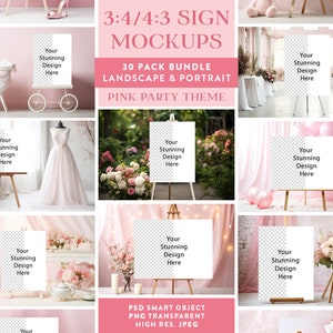 30 X Pink Party Themed Sign Mockup Bundle | PSD Smart Object Mock-ups ...
