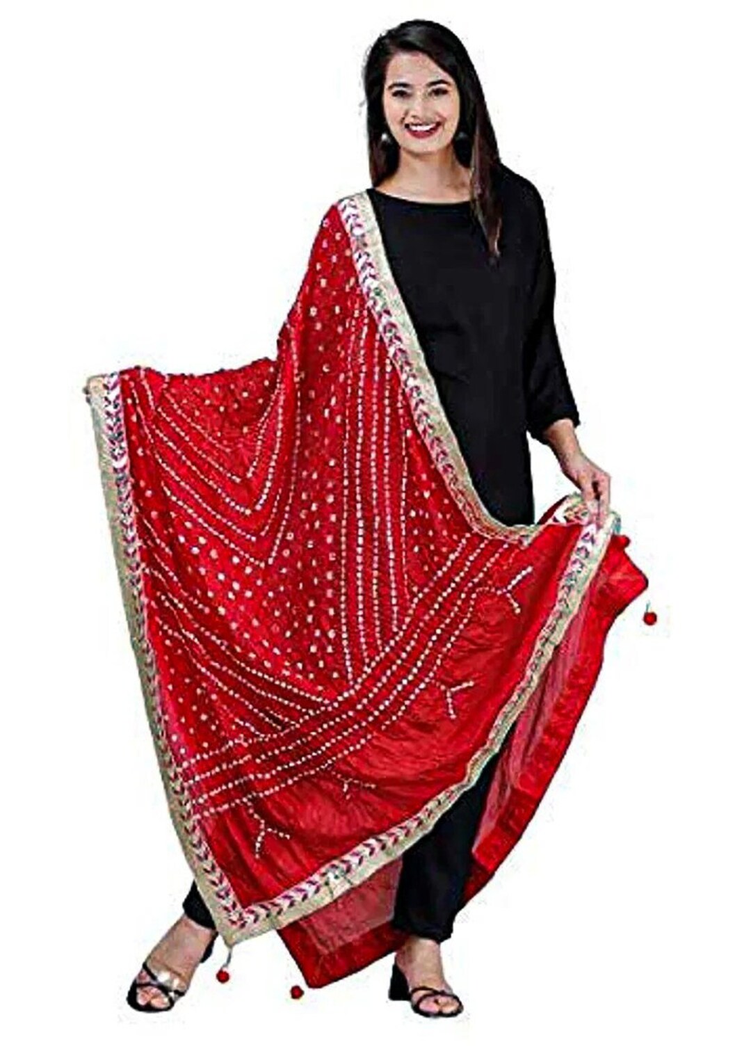 Solid Red Color Rajasthani Bandhej Dupatta Tapara Silk - Etsy