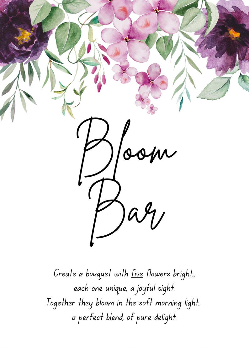 Bloom Bar Template- Baby in Bloom Theme, Flower Bar Template - Etsy