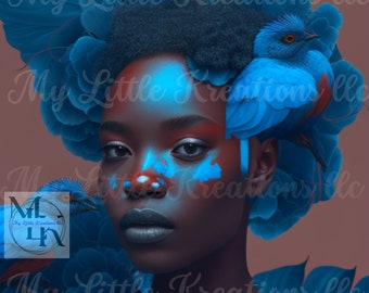 The Lady in Blue Printable Downloadable Wall Art Poster - Etsy