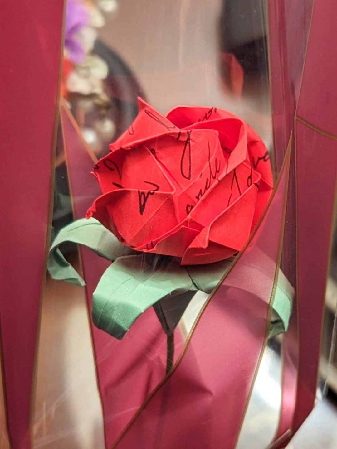 Custom Love Note Origami Single Rose Handmade Calligraphy Flower Gift ...