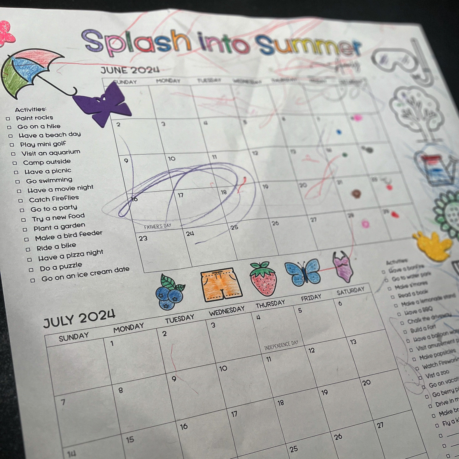 Kids Summer Activities Calendar, Activities Calendar, Kids Summer Fun ...