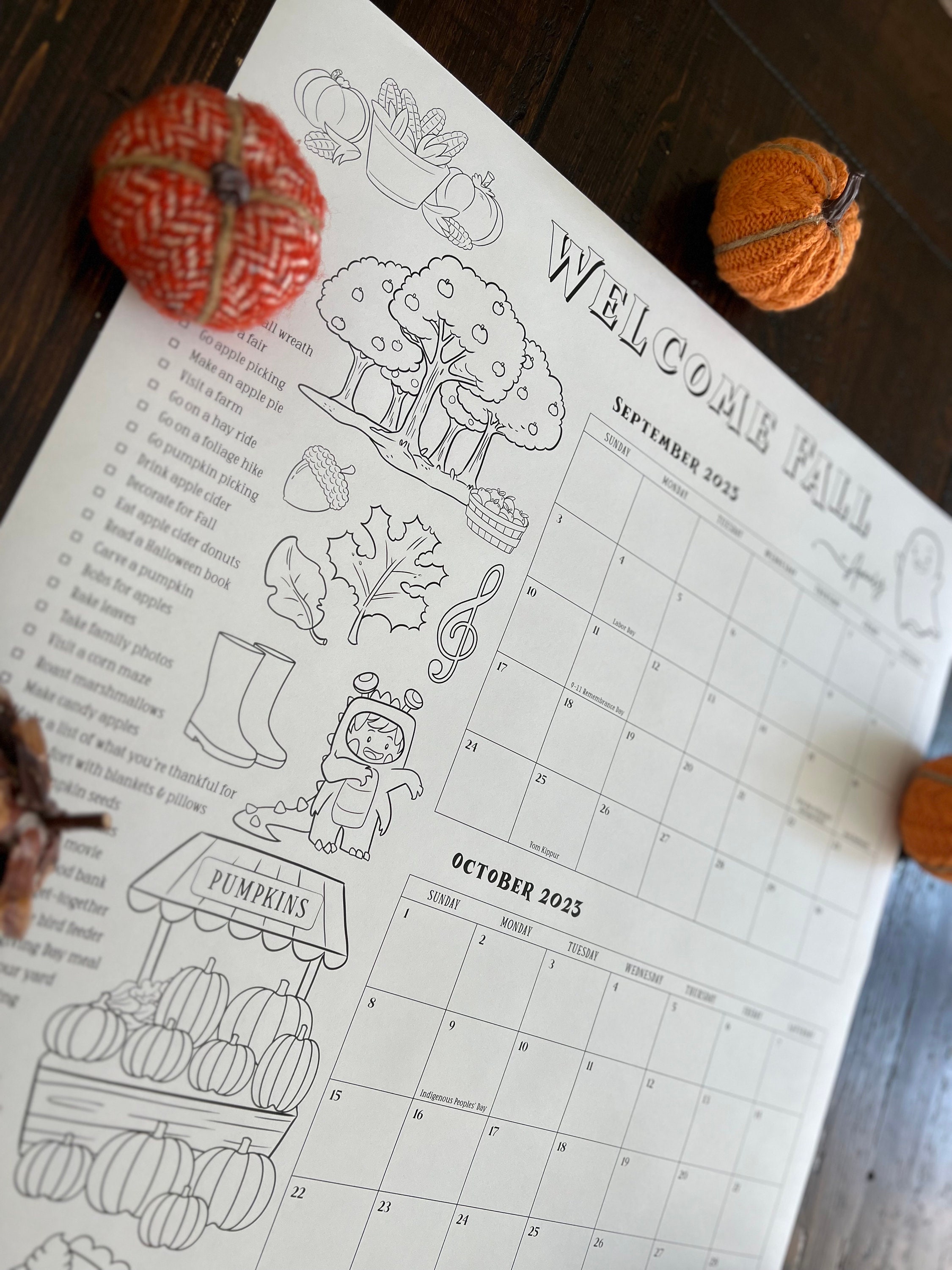 Kids Fall Activity Calendar Activities Calendar Fall Fun - Etsy