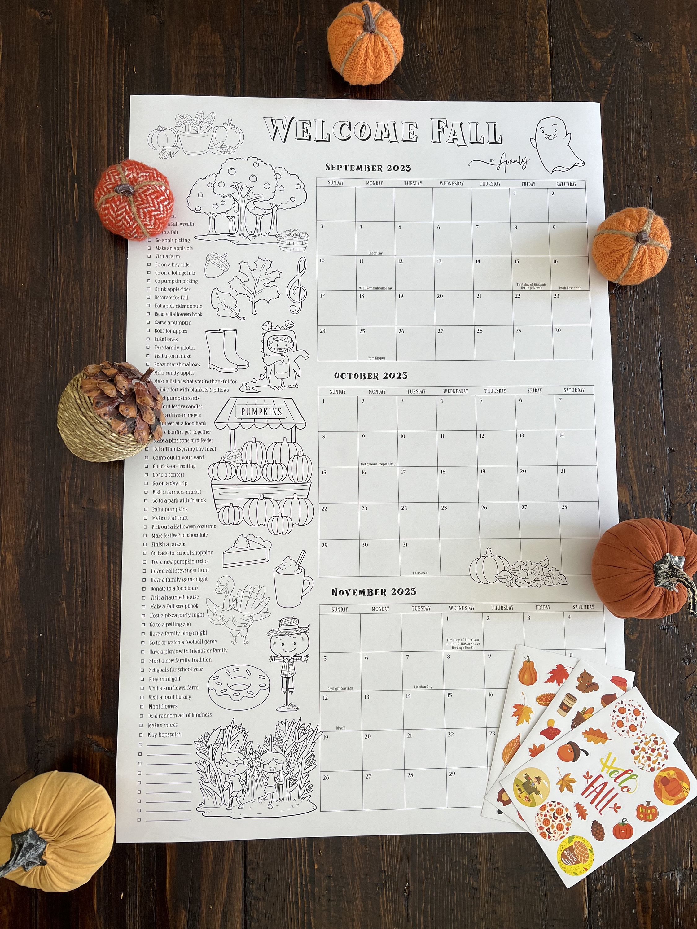 Kids Fall Activity Calendar Activities Calendar Fall Fun - Etsy