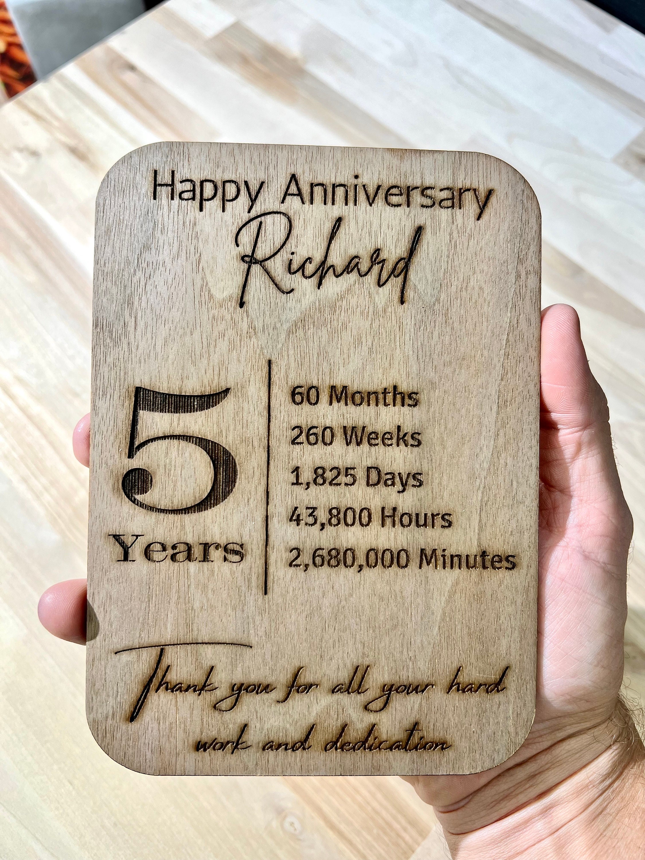 Personalized Gift for Employee for 5 Year Work Anniversary Custom ...
