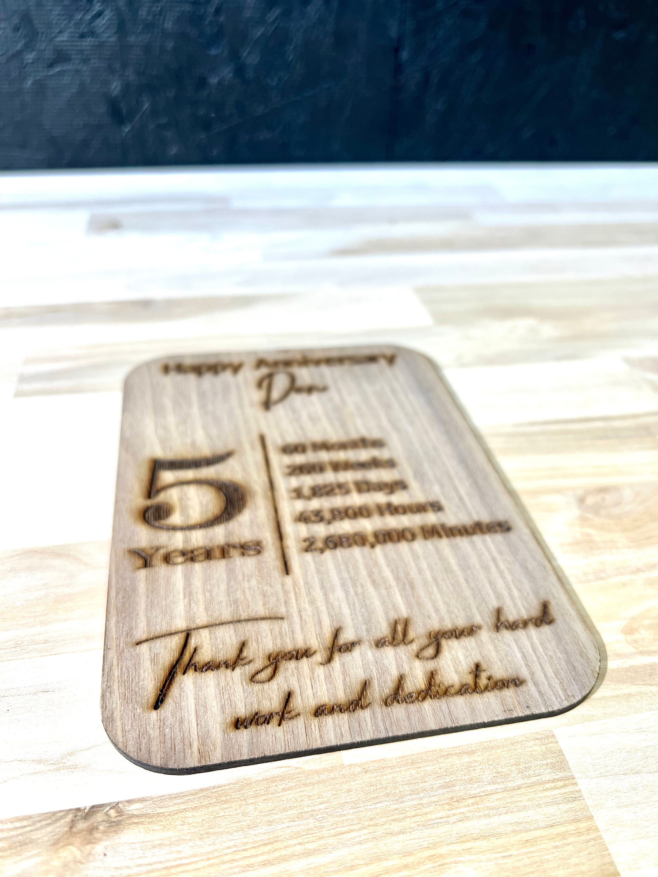 Personalized Gift for Employee for 5 Year Work Anniversary Custom ...