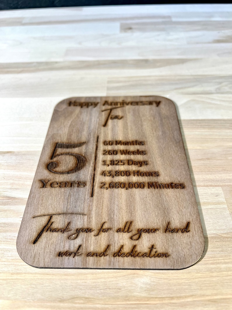 Personalized Gift for Employee for 5 Year Work Anniversary Custom ...