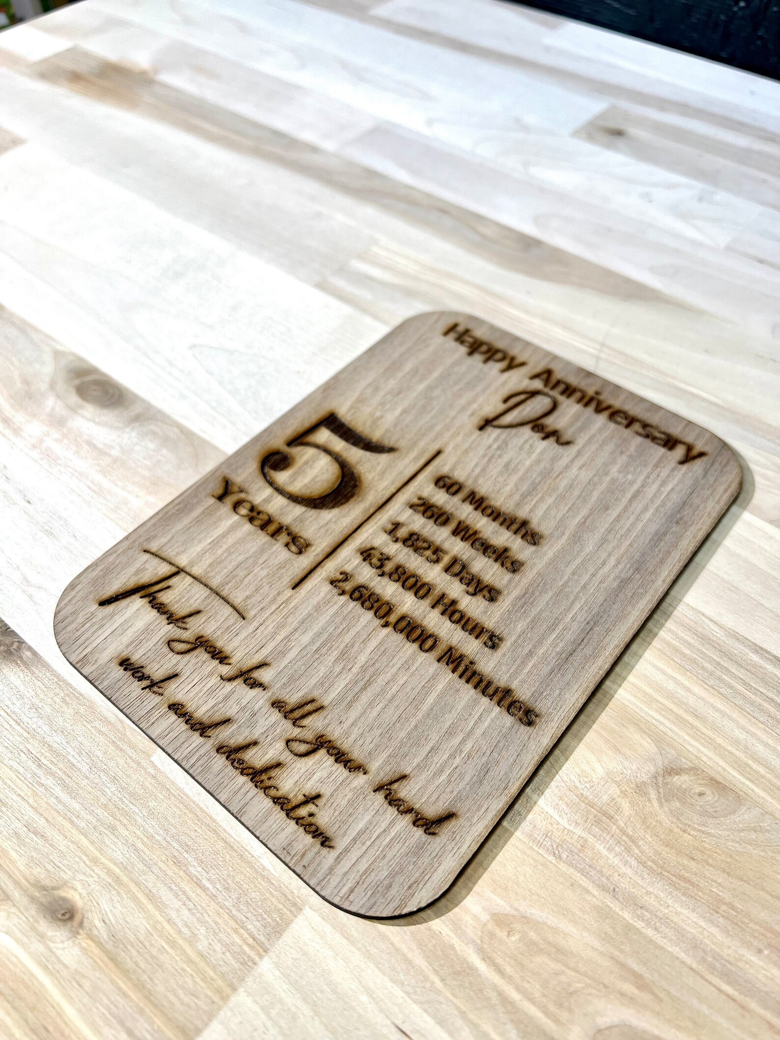 Personalized Gift for Employee for 5 Year Work Anniversary Custom ...