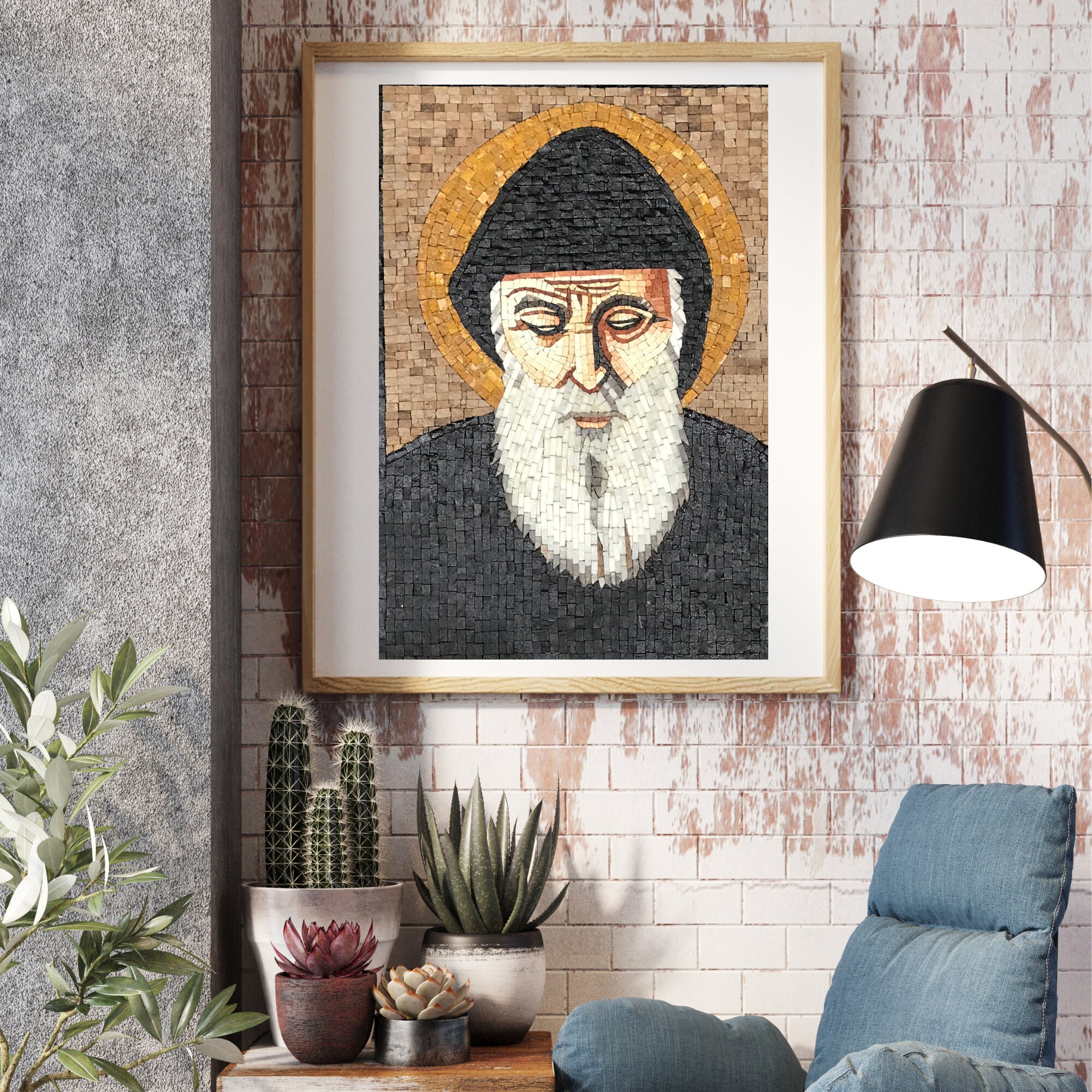 St Charbel Mosaic St Charbel Art Catholic Art Maronite Mosaic Unframed ...