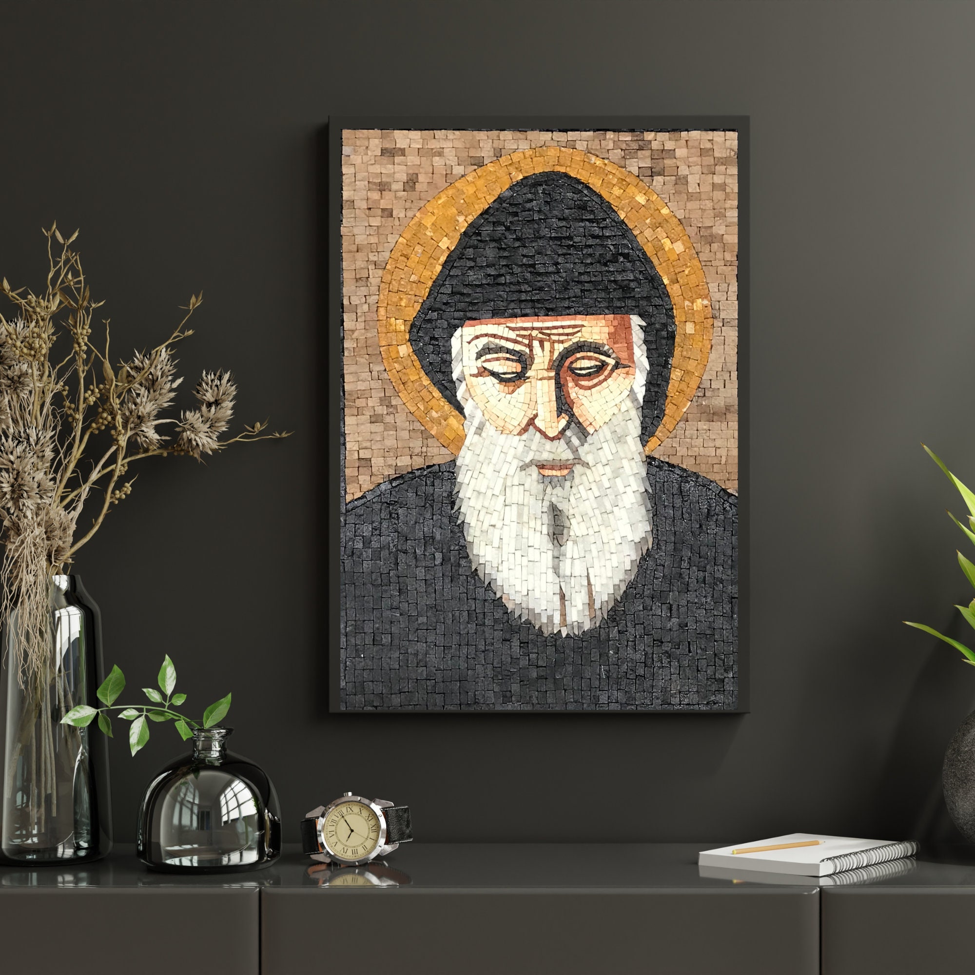 St Charbel Mosaic St Charbel Art Catholic Art Maronite Mosaic Unframed ...