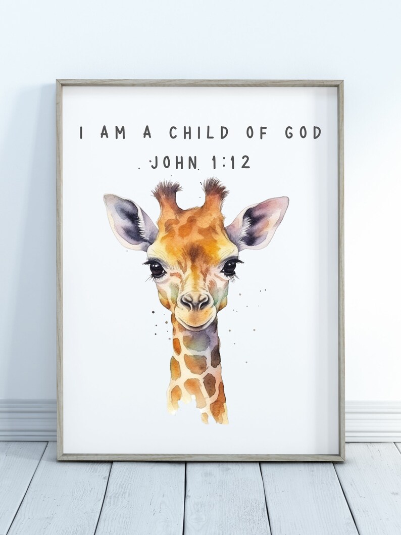 Kid’s Bible Verse Prints, Safari Animal Prints, Christian Wall Decor ...