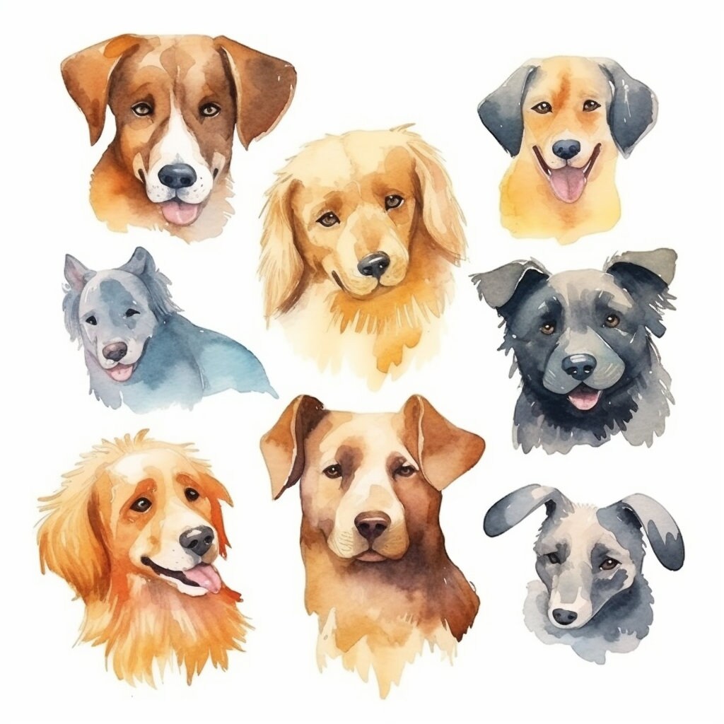 Watercolor Dogs Clipart Dogs Download Instant Download Cute Dogs and ...