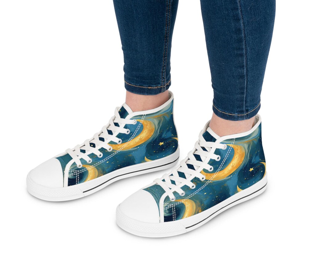 Cosmic High Top Sneakers, Starry Sky Sneakers, Women's Casual Footwear ...