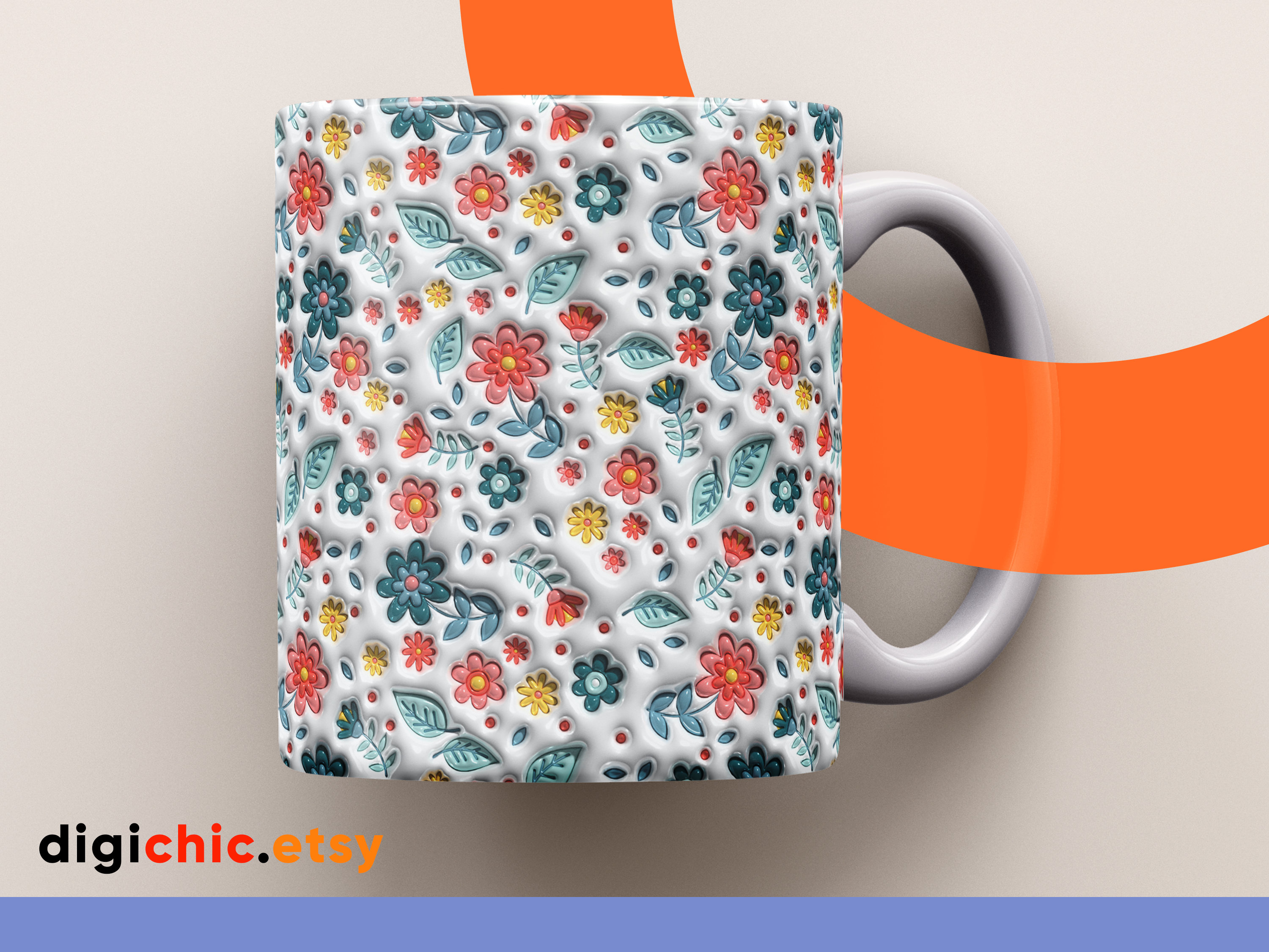 3D Flower Mug Wrap Design Bundle, 3D Floral Mug Wrap Png, 3D Flower Mug ...