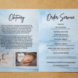 Baby Funeral Program Template: Pink Wildflower Obituary (editable ...
