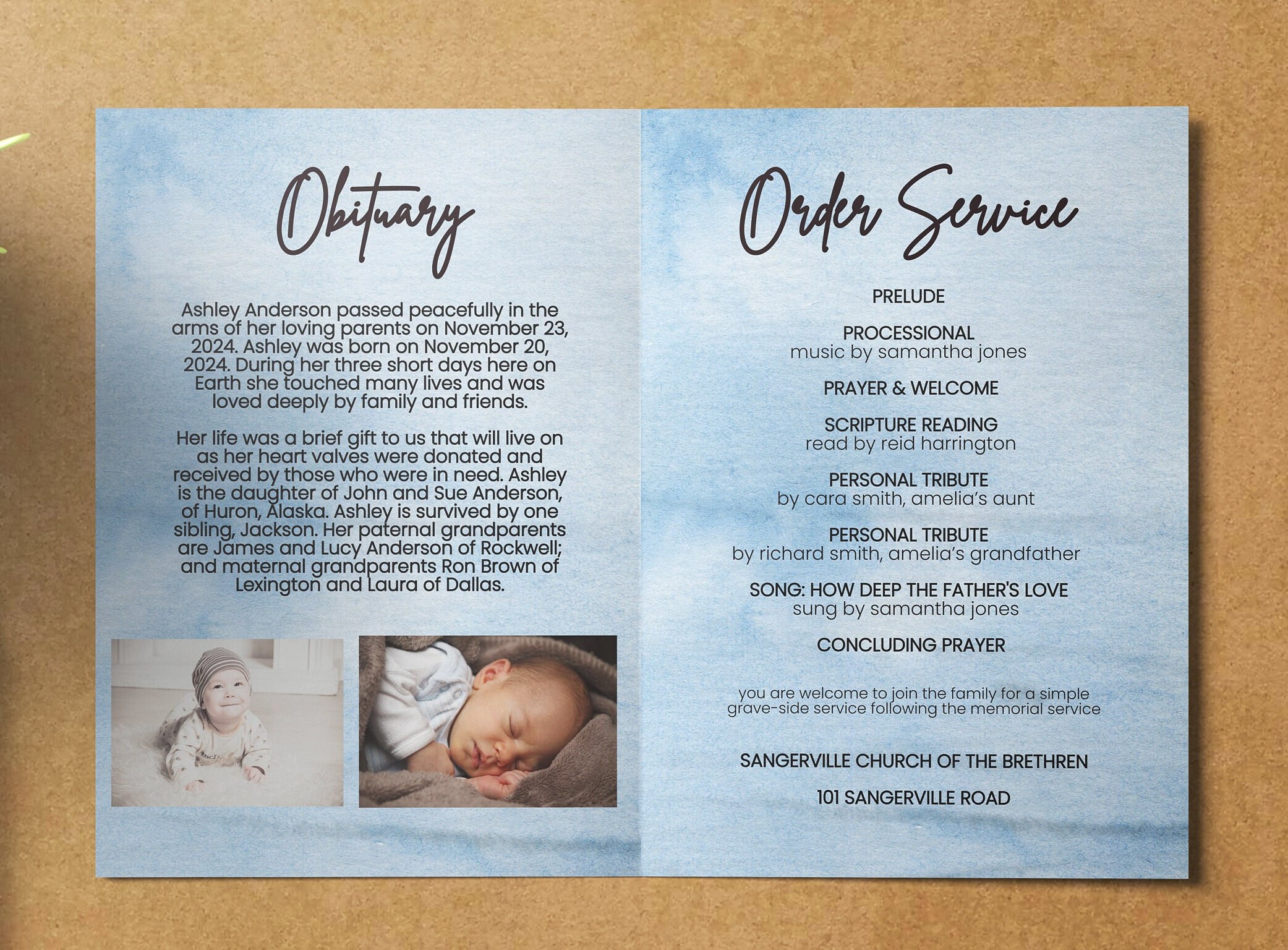 Baby Child Funeral Program Editable Template, Celebrating the Life Of ...