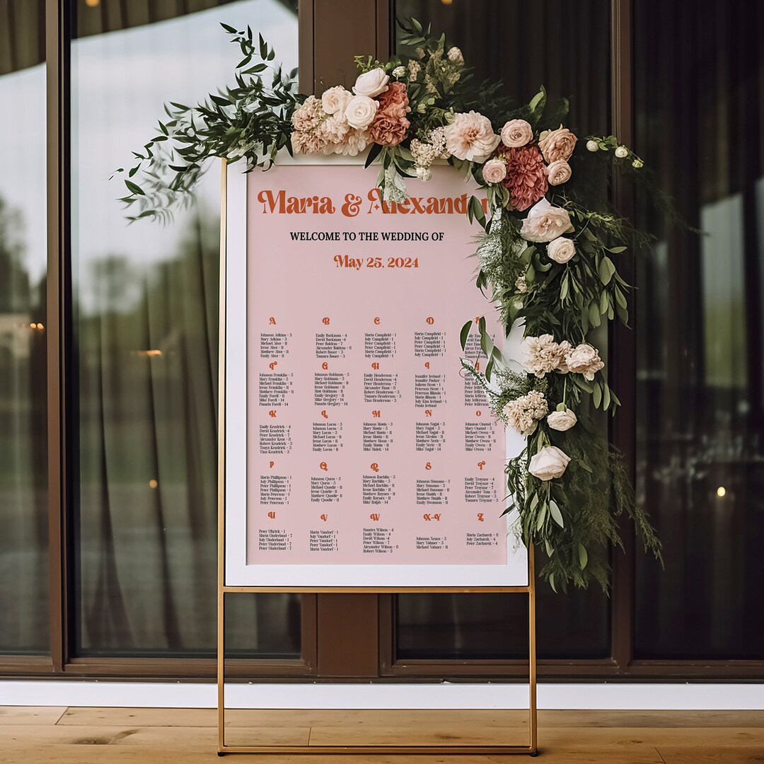 Retro Wedding Seating Chart Template, Printable Vintage Wedding Table ...