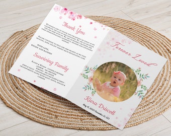 Baby Child Funeral Program Editable Template, Celebrating the Life Of ...