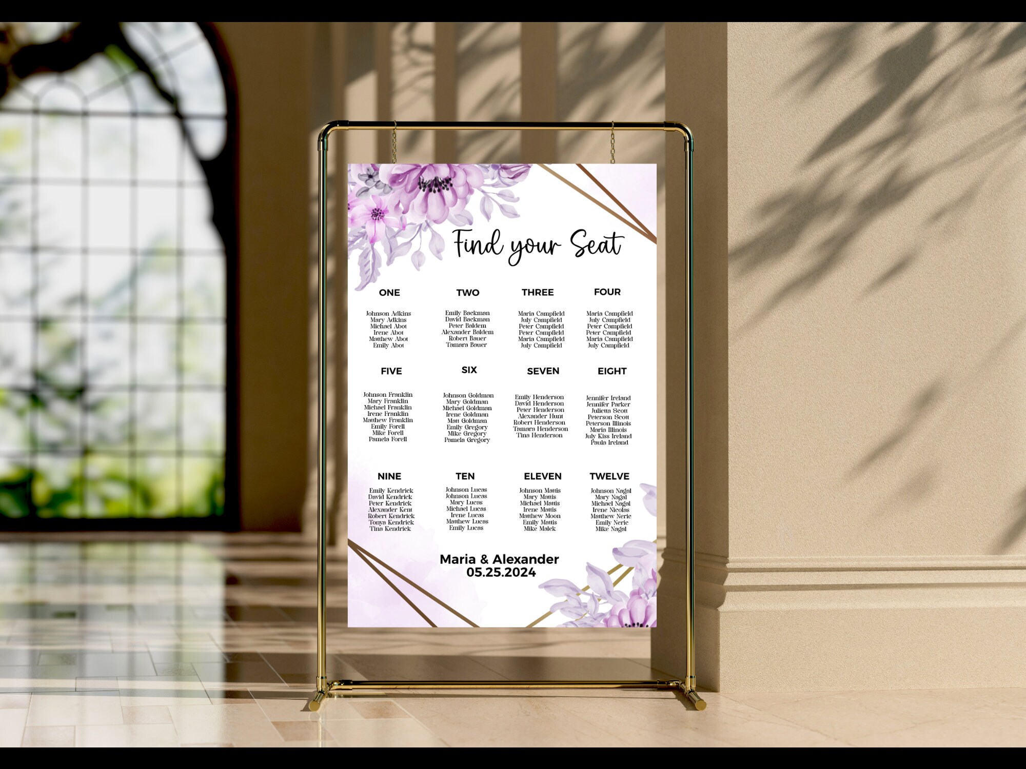 Lavender Wedding Seating Chart Sign Template, Wedding Seating Plan ...