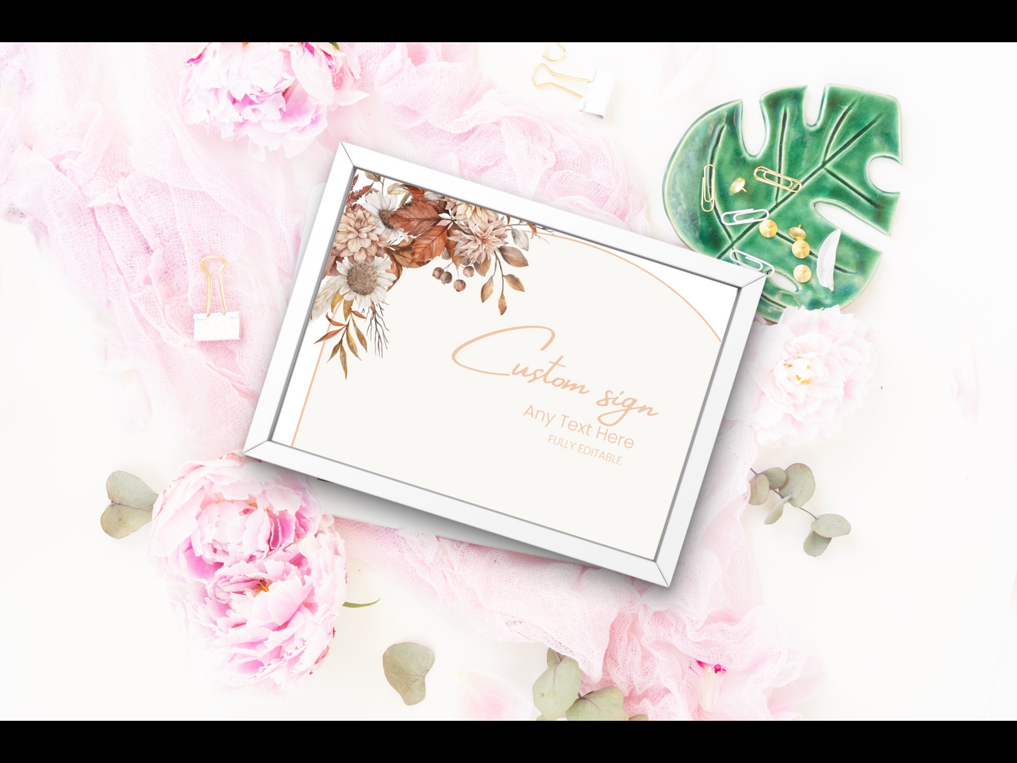 Boho Floral Wedding Custom Sign Template, Printable Unlimited Editable ...