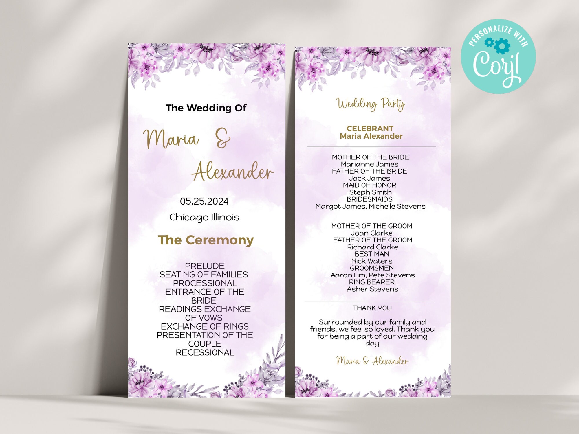 Lavender Wedding Programs Template, Ceremony Lilac Floral Program ...
