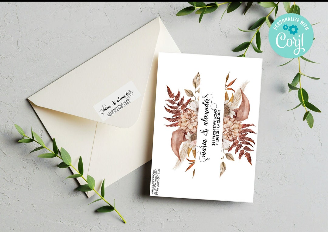 Boho Fall Envelope Address Template, Printable Autumn Floral Envelopes ...