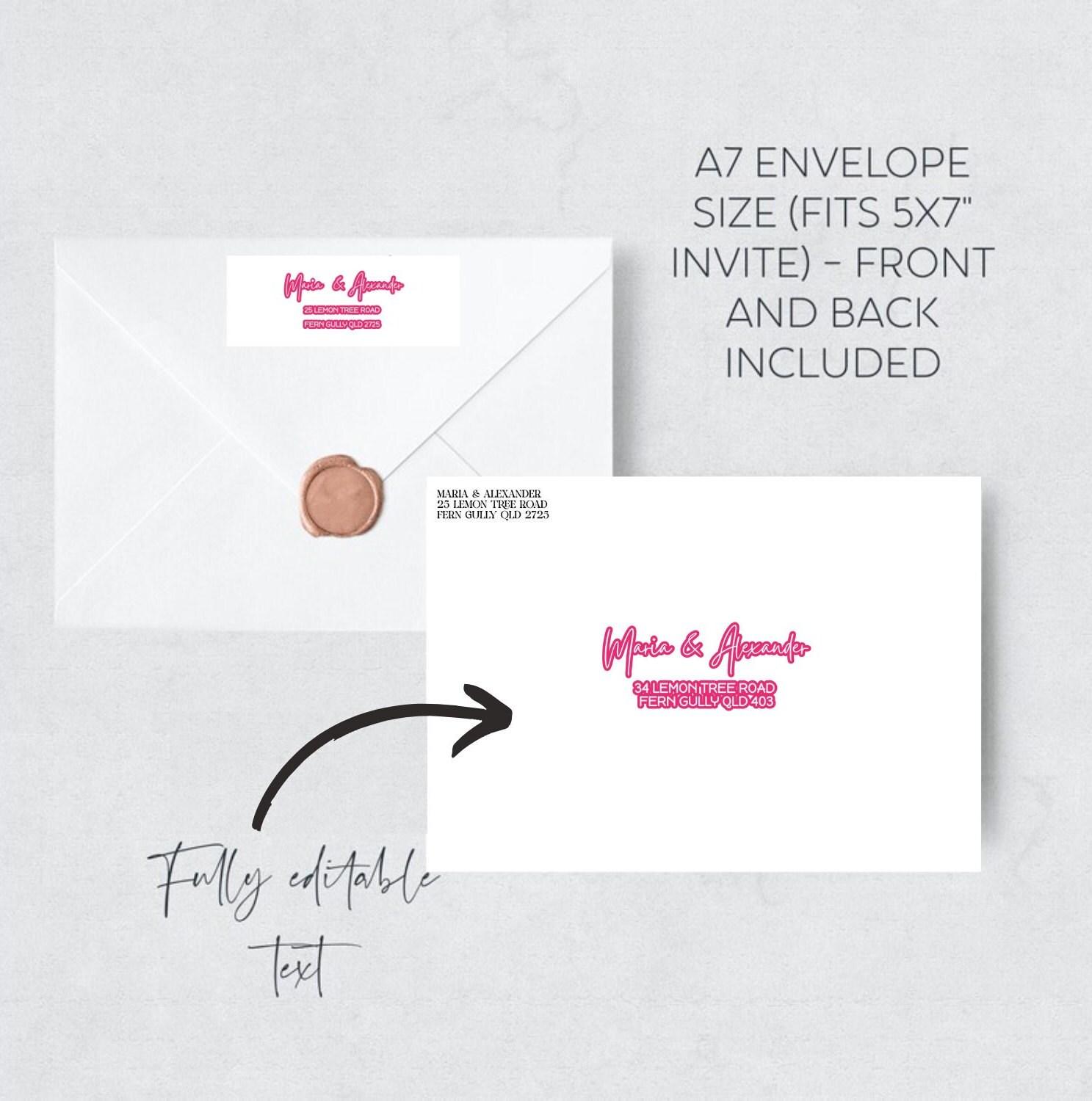 Neon Tropical Envelope Address Template, Printable Beach Destination ...