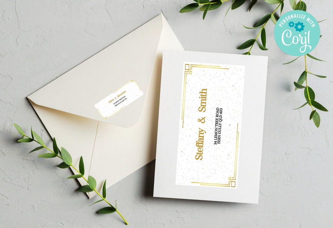 White and Gold Address Label Template, Printable Elegant Address ...